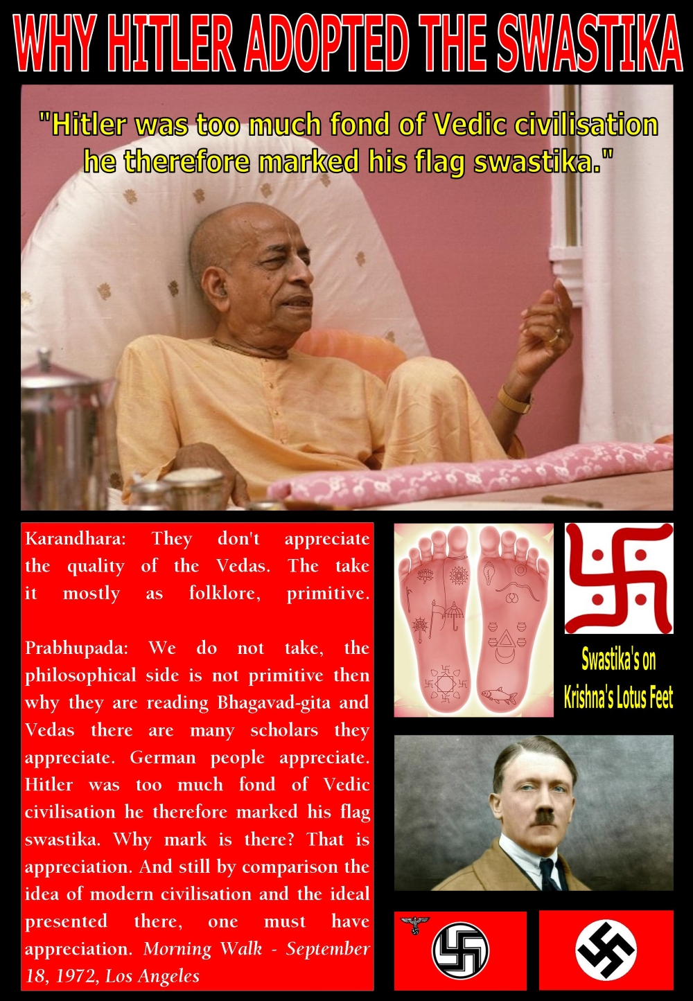 PRABHUPADA ON WHY HITLER MARKED HIS FLAG WITH SWASTIKA – Prabhupada Truth